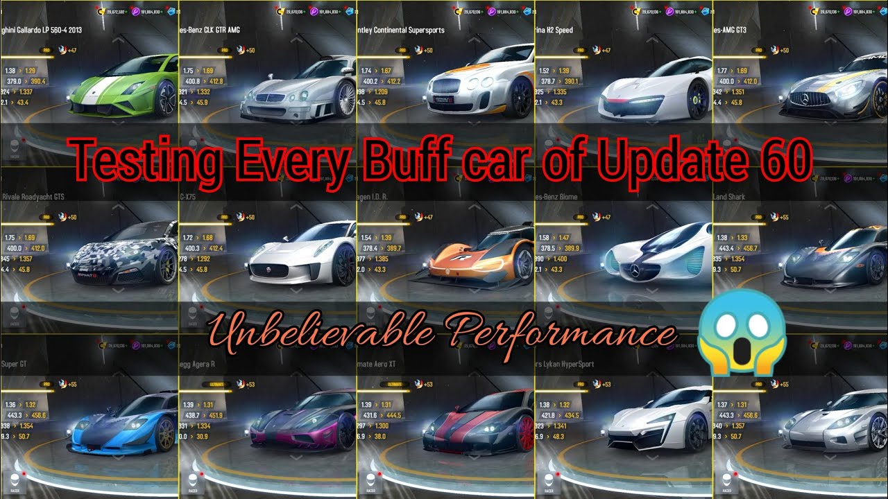 Asphalt 8 | Testing every buff car of Update 60😱 - YouTube