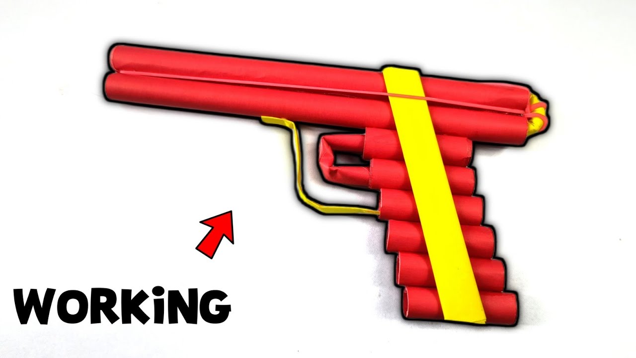 How to make Red Paper Gun | Paper Double Shooter Gun | paper craft ...