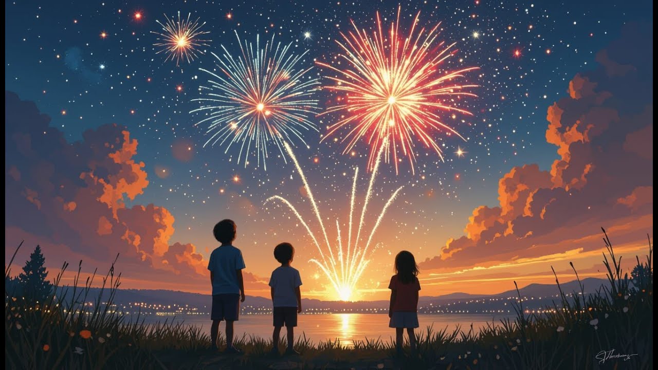 Kids Reactions: 1st time seeing real fire works 4th July - YouTube