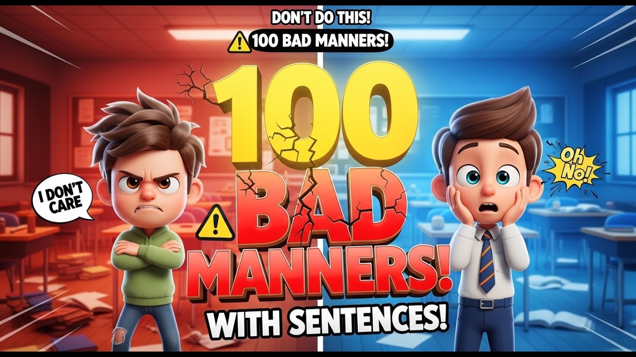 Bad Manners for Kids | 100 Easy English Sentences | Learn Good Behavior ...