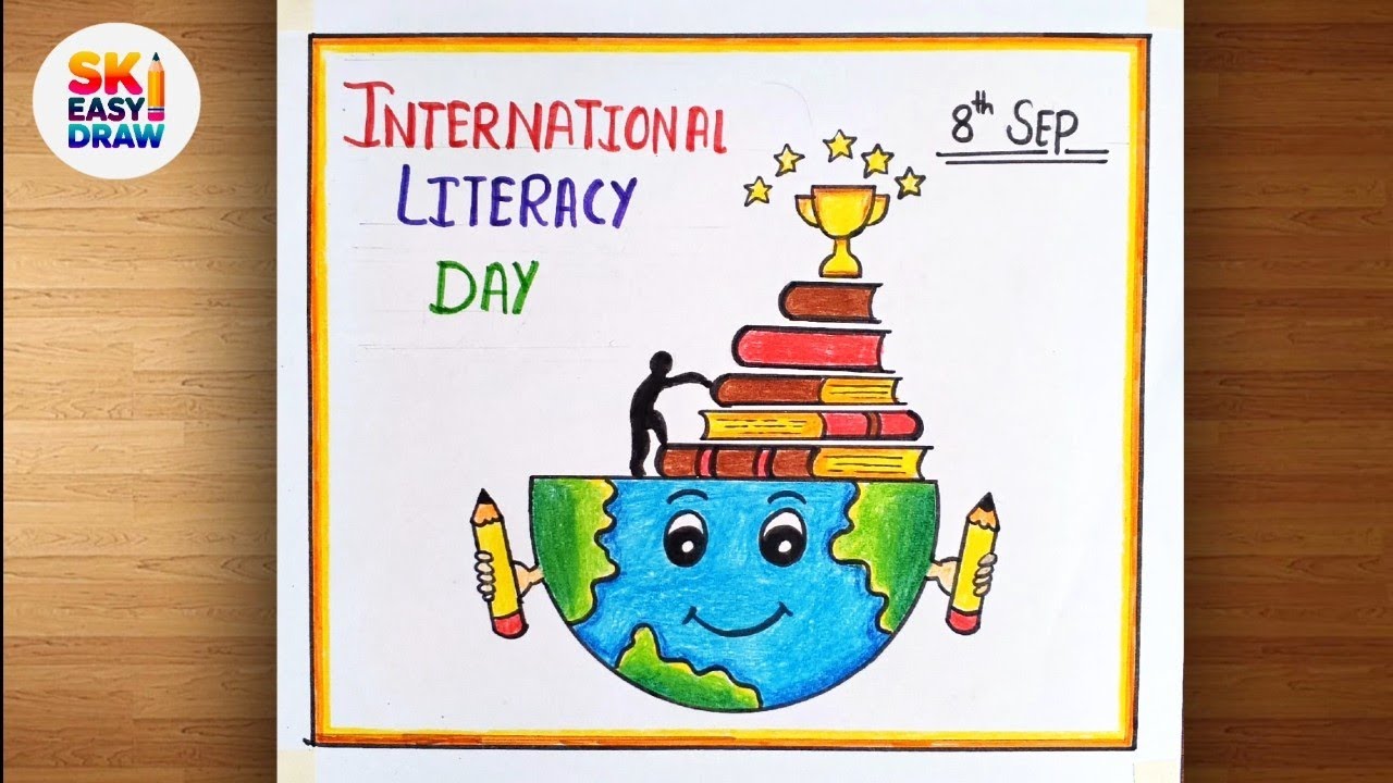 International Literacy Day Drawing Easy| How to Draw World Literacy Day ...