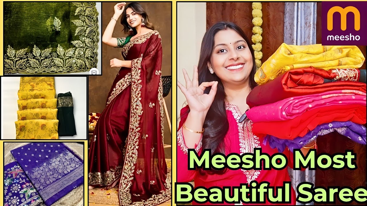 Meesho Beautiful Saree ll Silk , Georgette, jimmy choo Saree ll Partywear Saree ll New Arrival ...