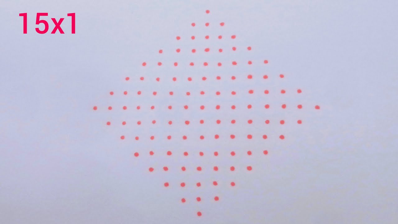 15 dots easy sikku kolam || kambi kolam || sikku muggulu || 15 dots ...