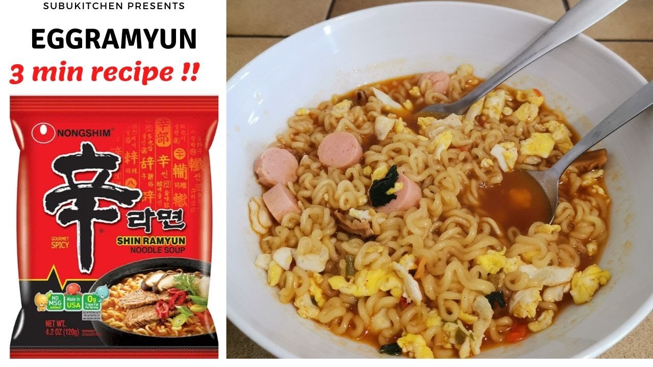 Egg Ramyun Ramen Noodles Recipe Korean Shin Ramyun Fast And Easy