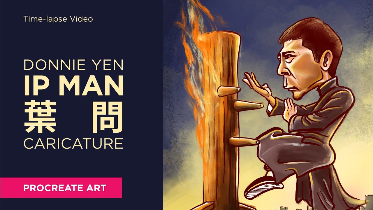 How to draw Ip Man fan art digital caricature - Painted with @Procreate ...