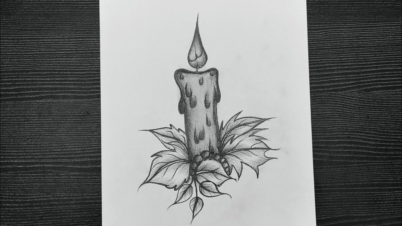 Christmas Candle With Pencil // Christmas Candle Drawing // Christmas ...
