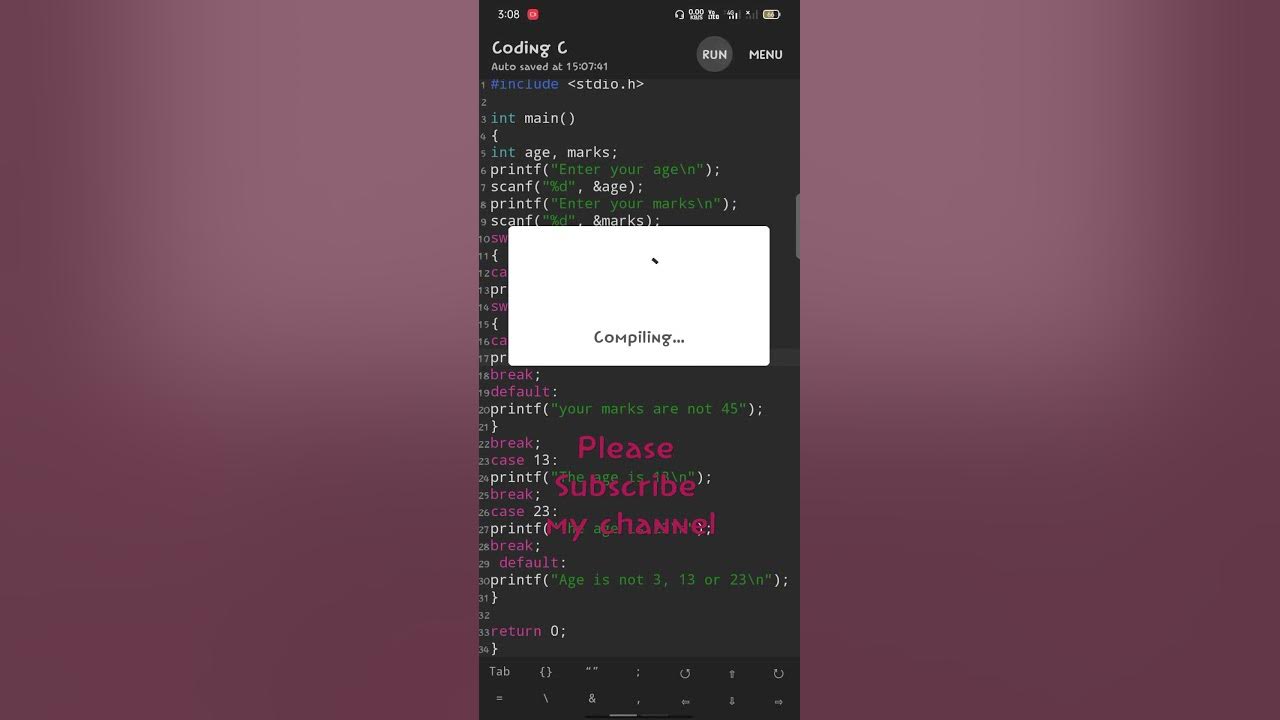 c-program code on switch case#shorts#switchcase - YouTube