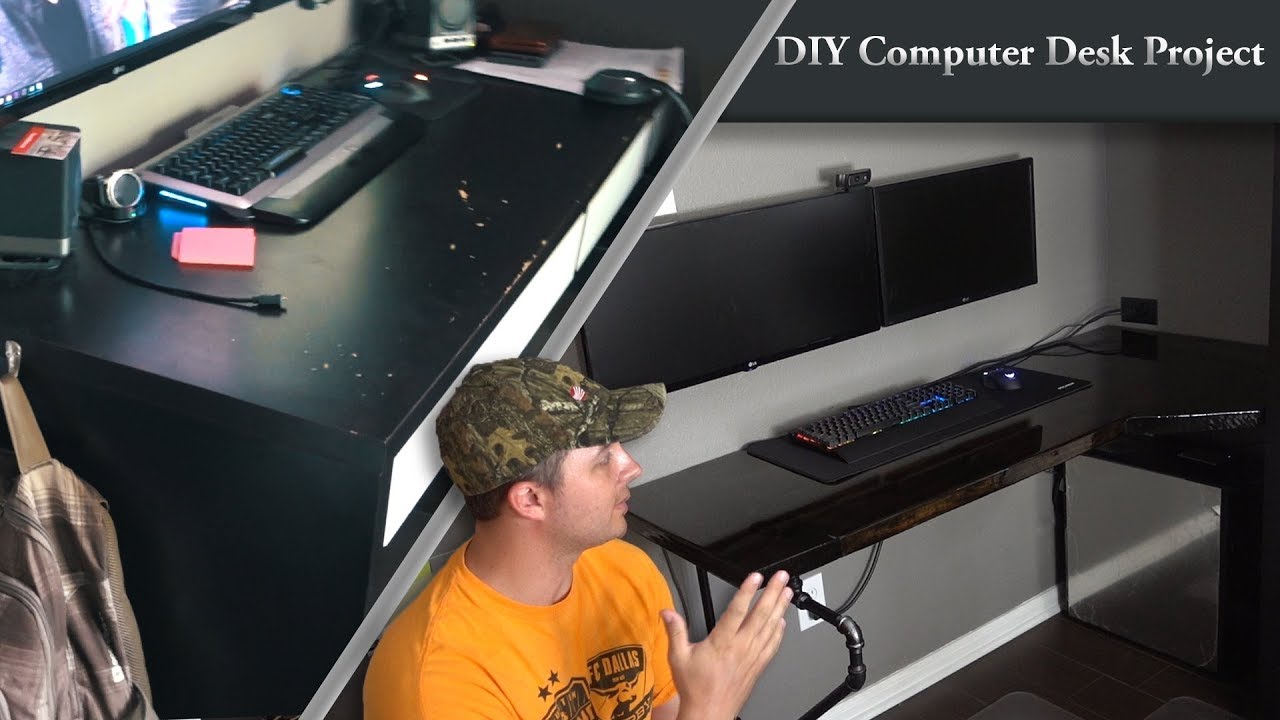 My New Computer Desk! | DIY solid wood, epoxy-coated desk - YouTube