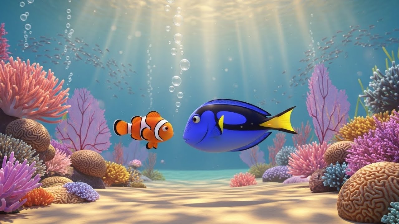 Tiny reef fish floating above soft coral - YouTube