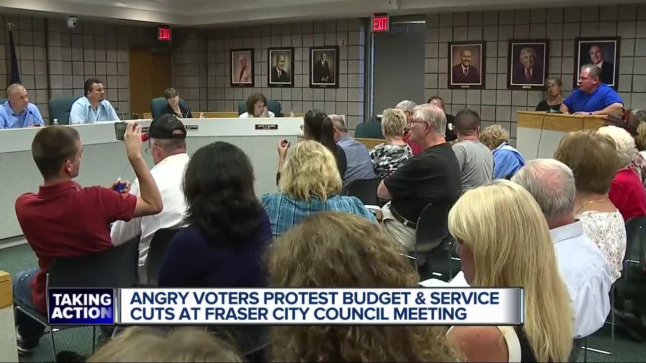 Angry voters protest budget and service cuts and Fraser city council ...