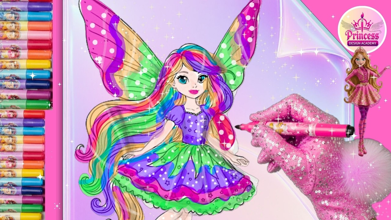 How To Draw Cute Sparkly Rainbow Fairy Drawing and Coloring with ...