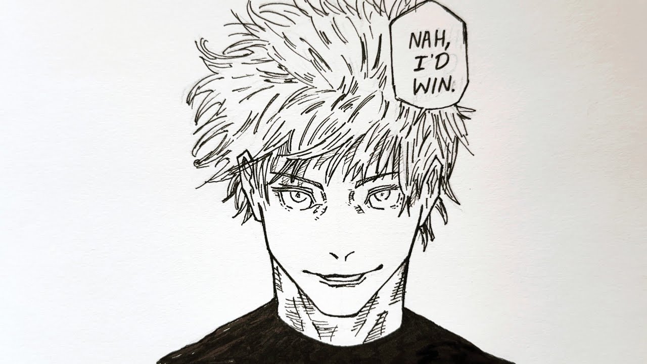 How to draw Gojo Nah, I'D Win | Jujutsu Kaisen | Easy tutorial for ...