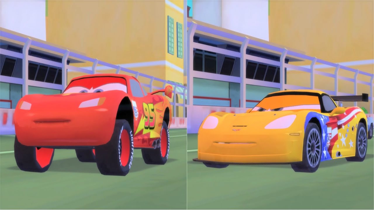 Disney Pixar Cars 2 American Cars Lightning McQueen & Jeff Gorvette ...
