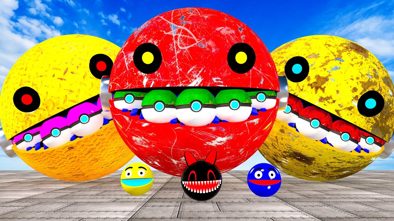 MS PACMAN & RED TIGER MONSTER PACMAN & YELLOW ROBOT PACMAN VS HER ...