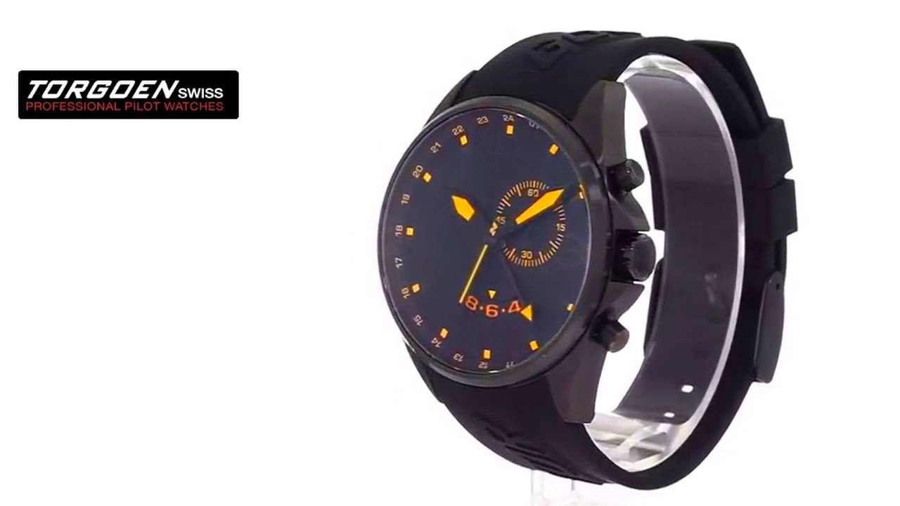 Torgoen Swiss Men's T30304 T30 Series Classic Black Aviation Watch ...
