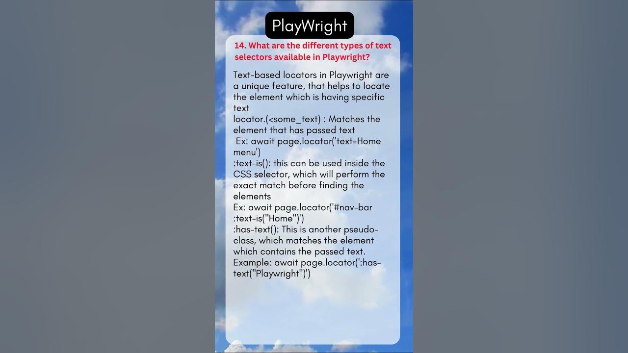 14 What are the different types of text selectors available in ...