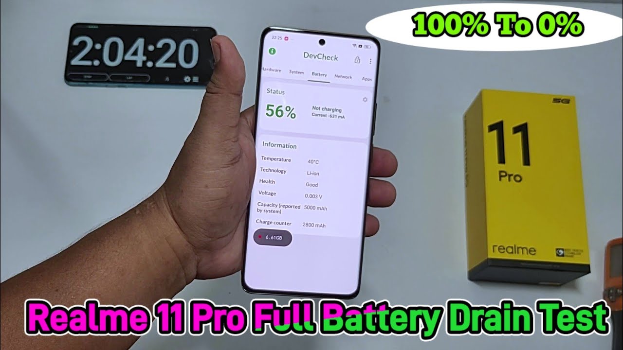 REALME 11 PRO Full Battery Drain Test | REALME 11 PRO Battery Drain ...