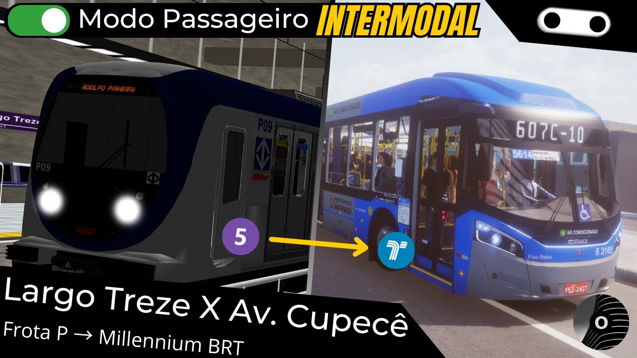 LARGO TREZE x AV. CUPECÊ (Linhas 5 e 607C-10) com o FROTA P e ...