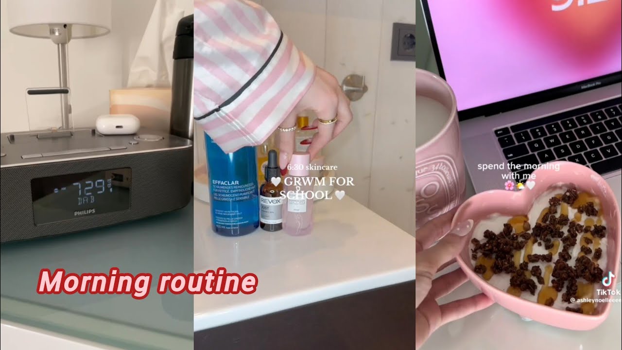 aesthetics morning routine compilation tiktok 🌸🌸 #school #trending # ...