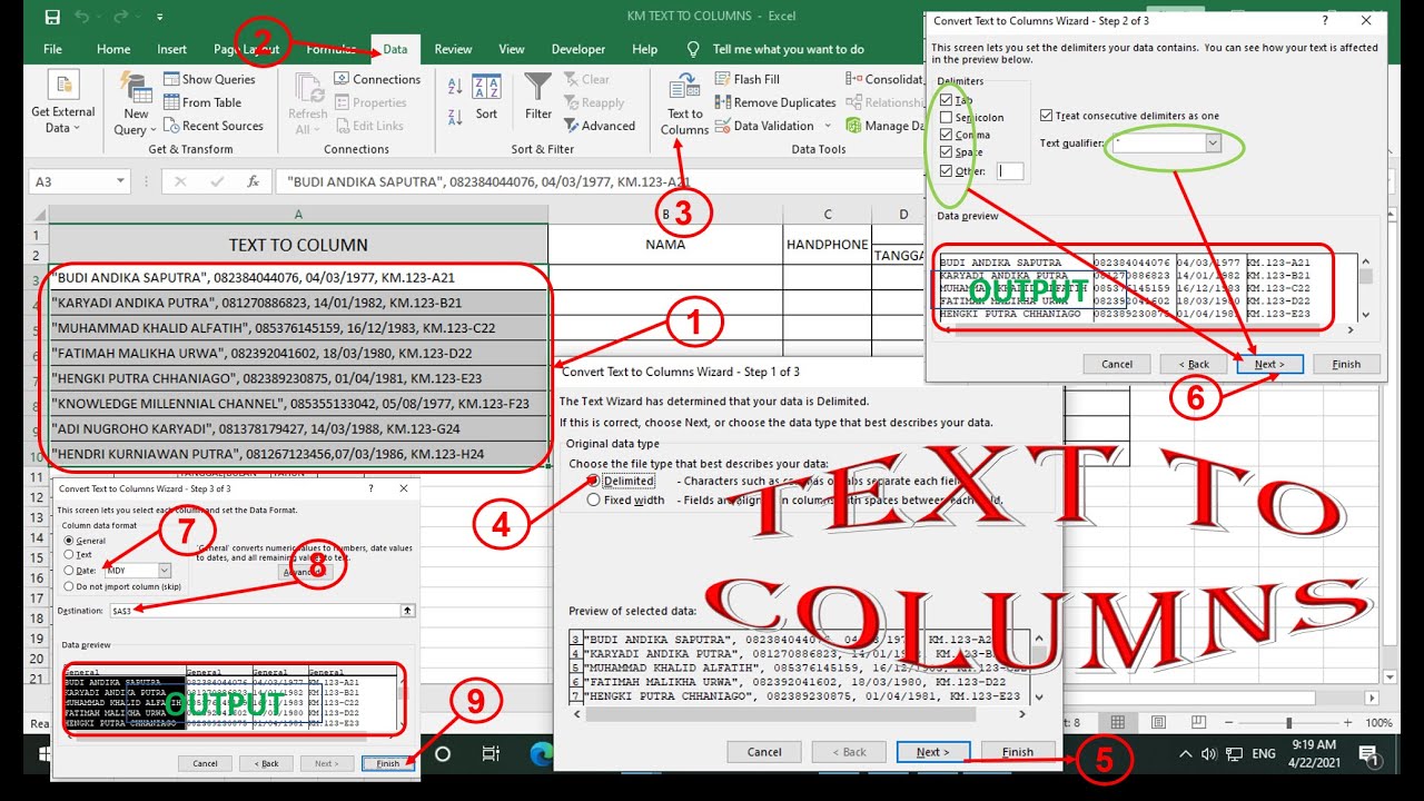 cara memisahkan data / membagi teks ke dalam beberapa kolom di excel ...