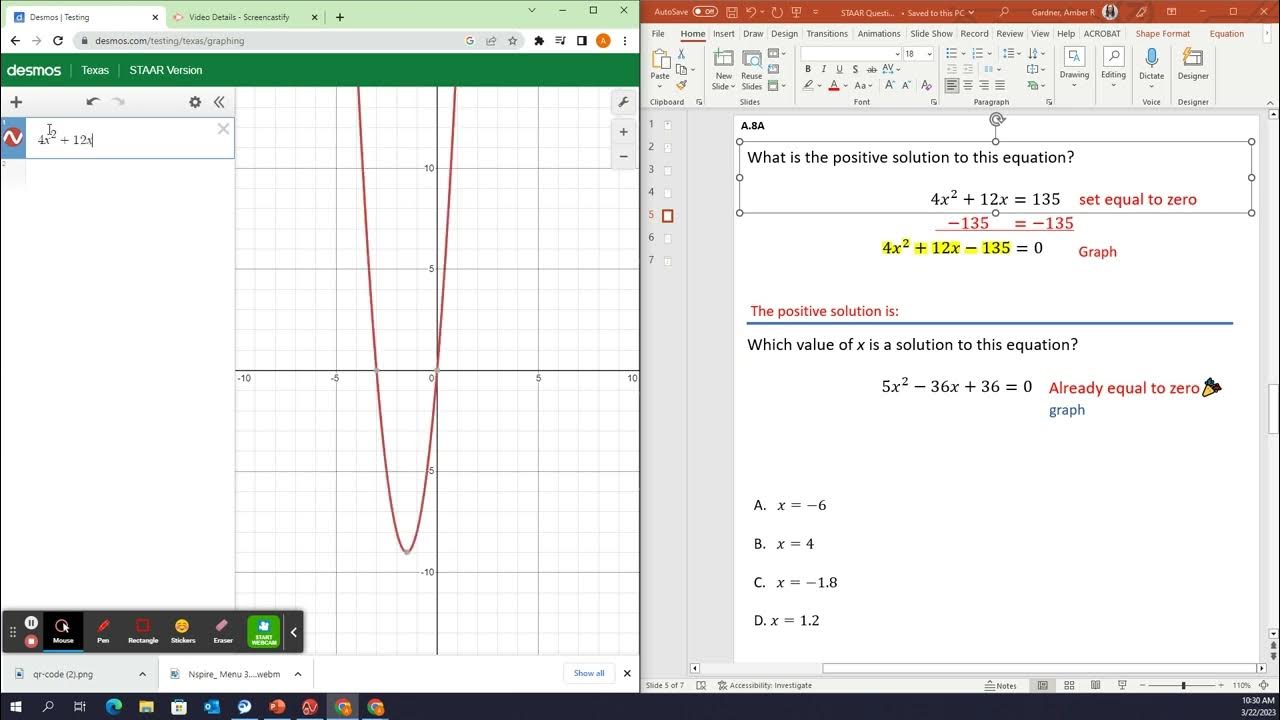 Desmos: Solving Quadratic Equations - YouTube