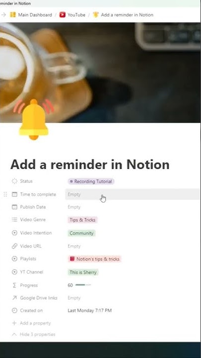 Adding a reminder in Notion - YouTube