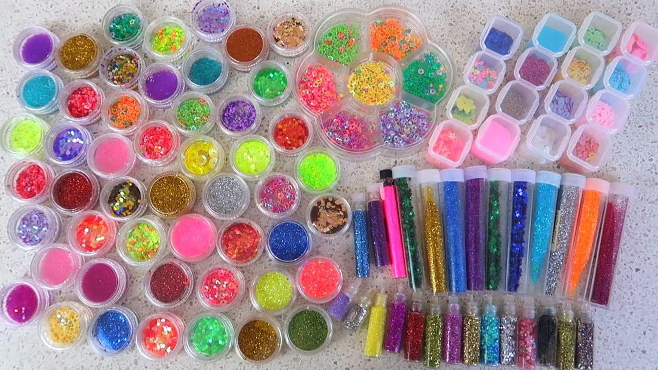 Mixing 100 Glitter into Giant Slime- Slimesmoothie! Satisfying Slime ...