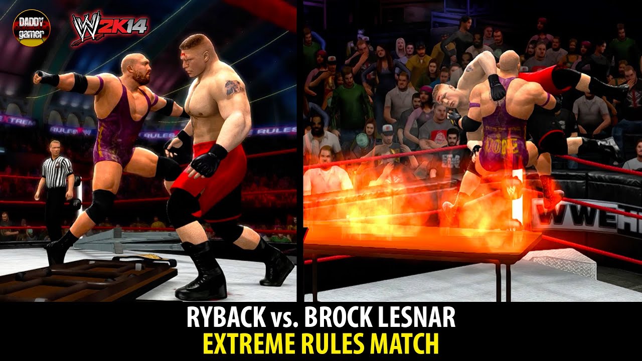 Ryback vs Brock Lesnar | Extreme Rules Match | WWE 2k14 Gameplay - YouTube