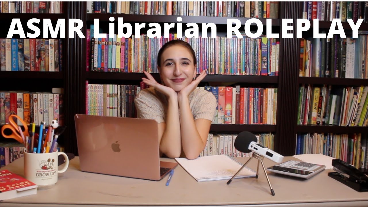 ASMR Librarian Roleplay• Whisper •Book Sounds/Page Flipping/Typing ...