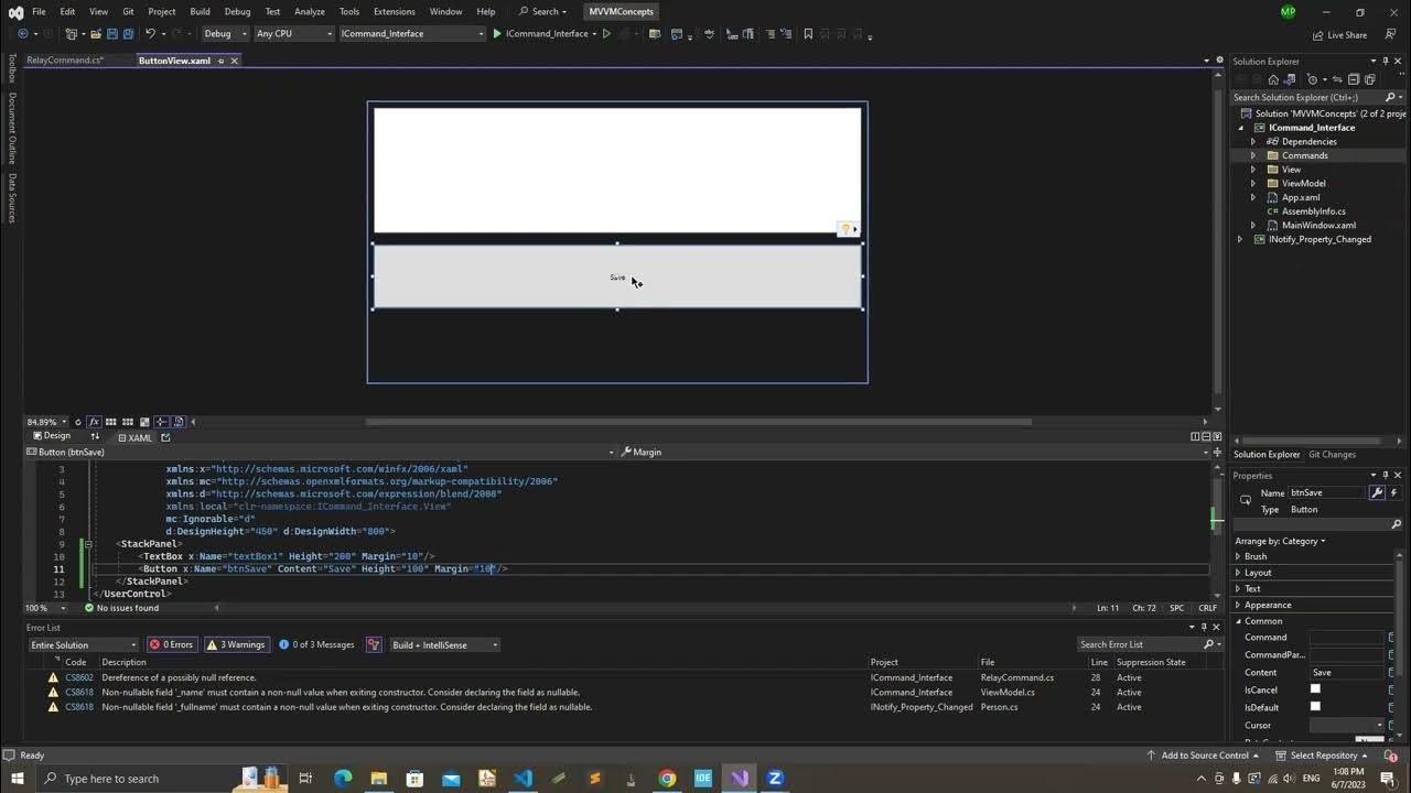 MVVM ICommand Interface part 1 - YouTube