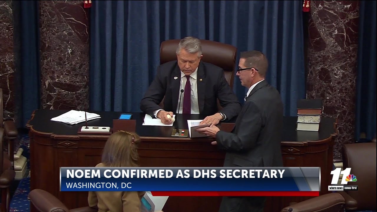 Kristi Noem sworn in to serve as DHS Secretary [(1154667)] - YouTube