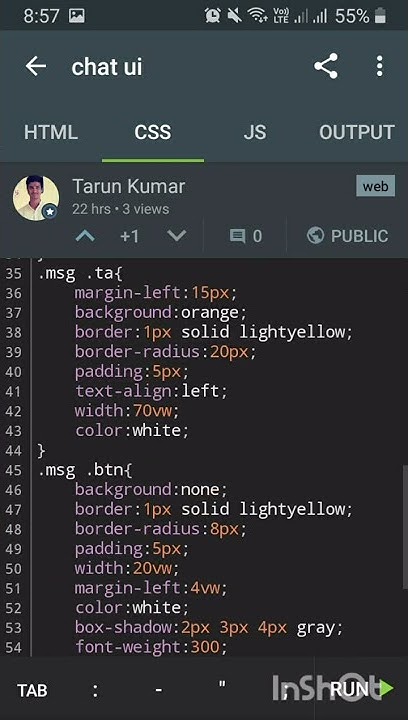 Chat Ui Html Css Shorts Coding Education Codingwithtp Youtube