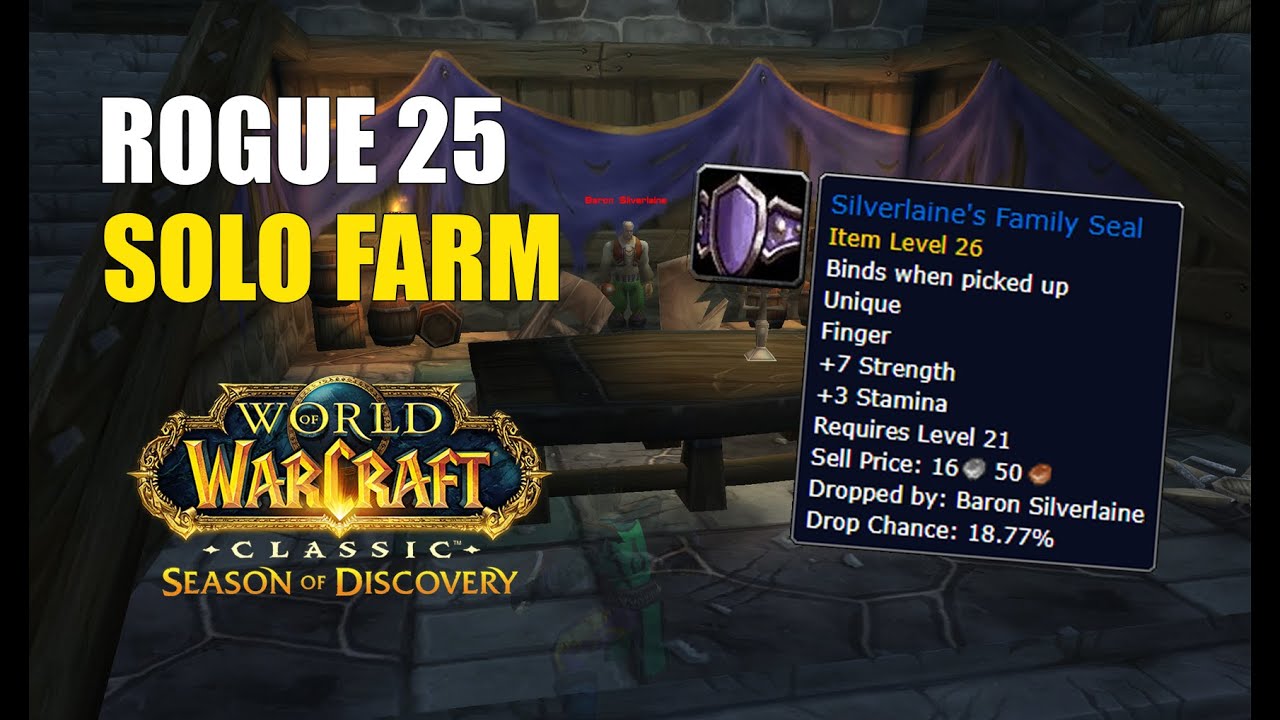 Baron Silverlaine Rogue 25 Solo Farm | Season of Discovery - YouTube