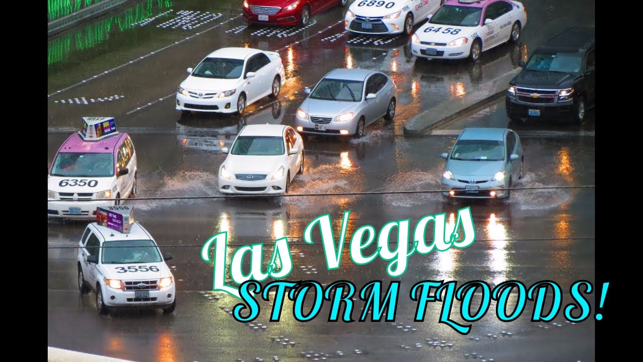 Flooding on the Vegas Strip! Raining Hard in Las Vegas! View from Polo ...