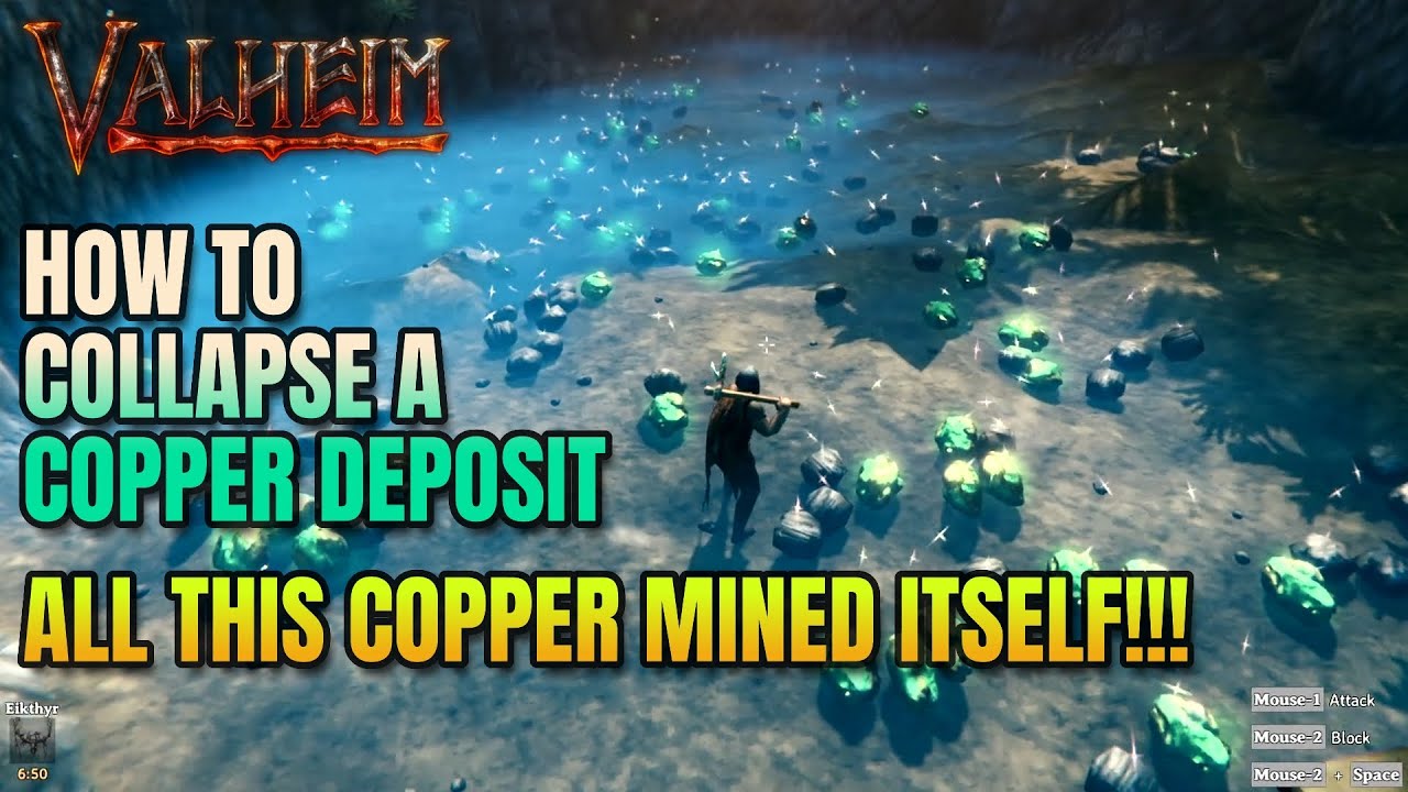 Valheim - How to collapse a copper deposit - YouTube