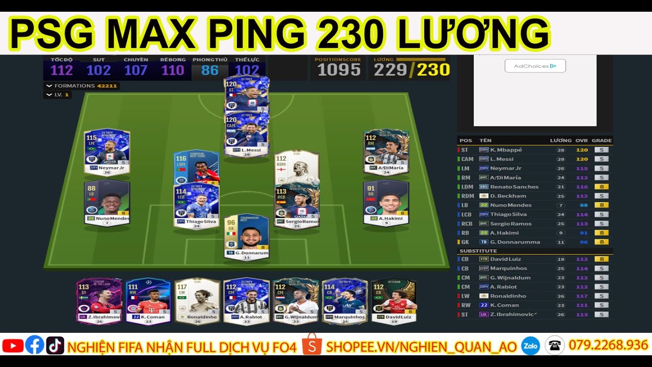 REVIEW FO4 - PSG MAX PING UPDATE MỚI NHẤT 230 lương-Xây Dựng Team PSG ...