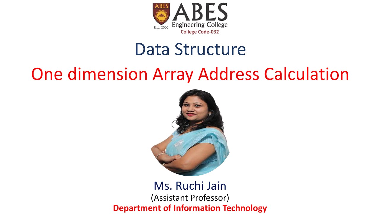 One Dimensional Array Address Calculation Index Formula Data Structure Abes Engineering