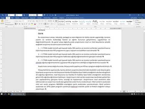 Word - Tümünü Göster Özelliği
