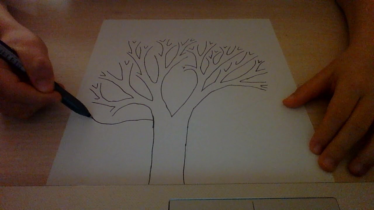 kako nacrtati drvo.How to draw a tree. - YouTube