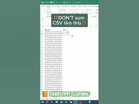 CSV-Sum-in-Excel 💥‼️🔥_#excel #microsoftexcel #exceltech #excel #trending #shorts #videos - YouTube