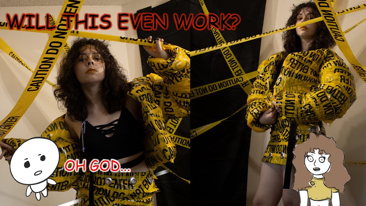 i made an outfit out of caution tape - YouTube