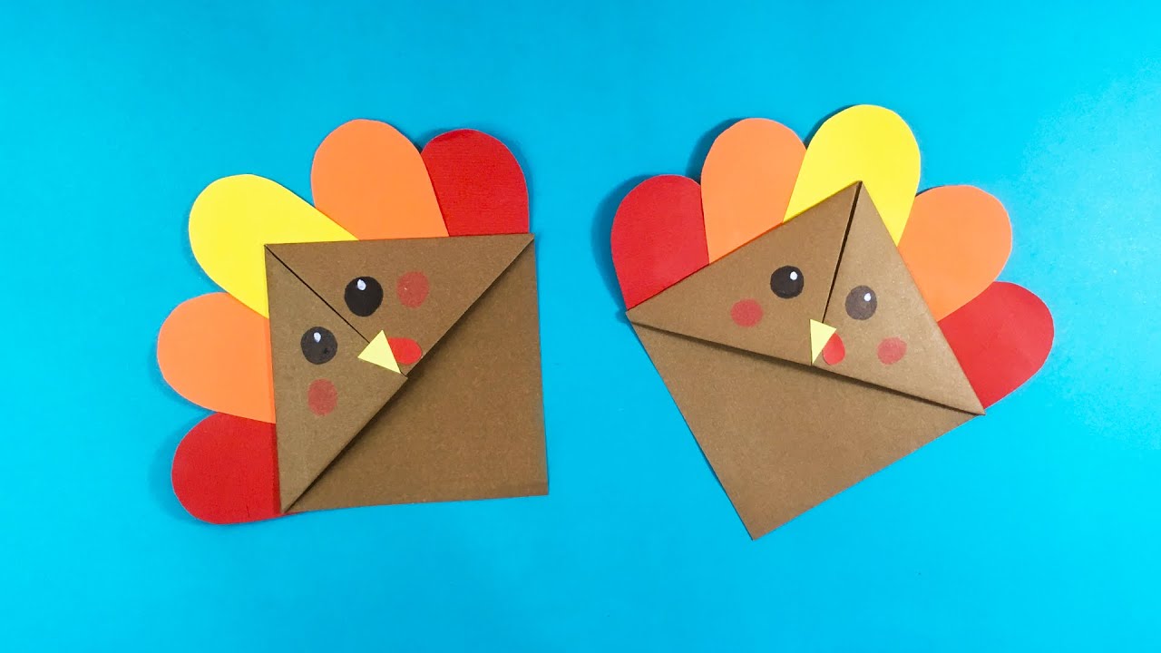 🦃🔖 How To Make a Cute Origami Turkey Bookmark! - YouTube
