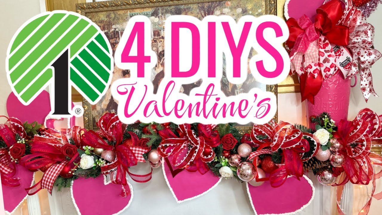 💖((NEW!!)) 4 DIY Dollar Tree VALENTINES DECOR CRAFTS~ GARLAND + FLORAL ...