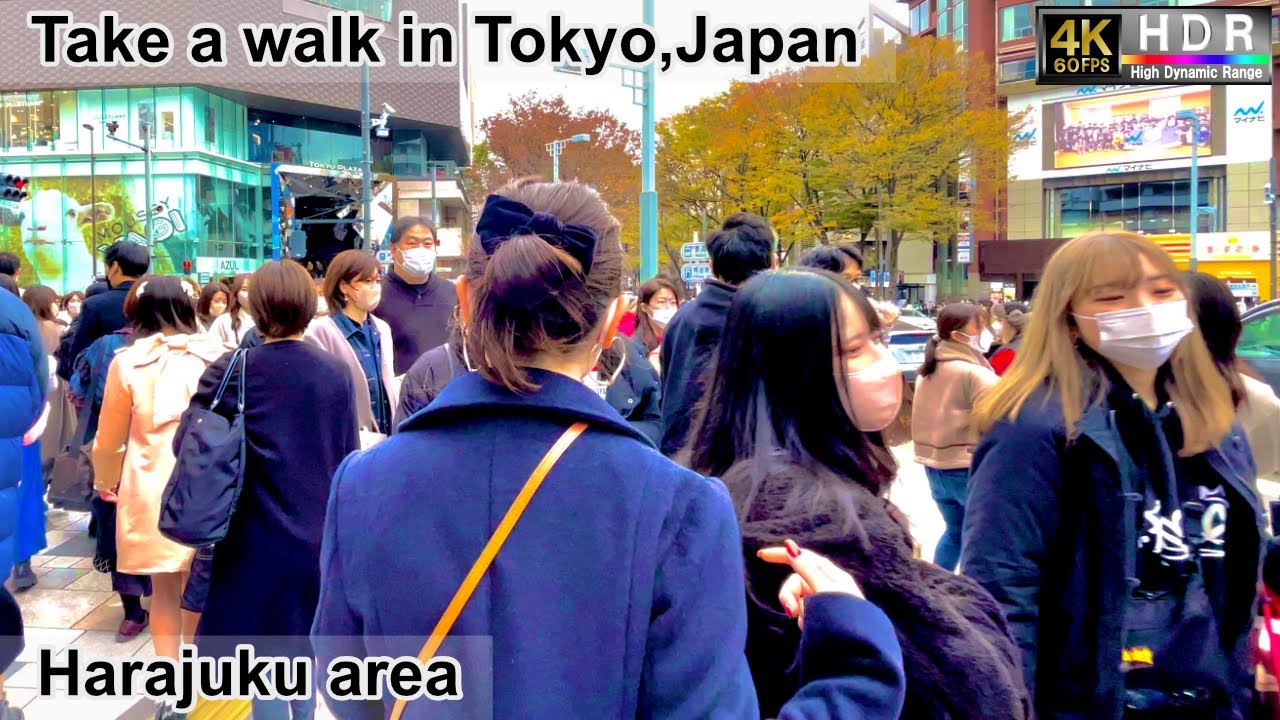 4K 60fps HDR// Take a walk in Tokyo, Japan,Harajuku Sta. area→Meiji ...
