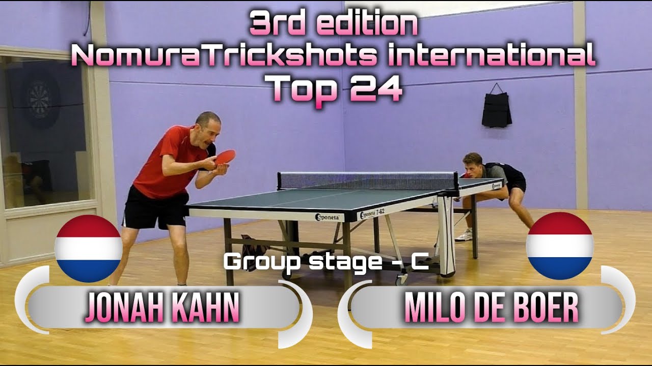 Top 24 Group C Milo de Boer vs Jonah Kahn - Nomuratrickshots international #tabletennis - YouTube