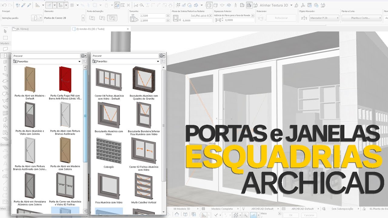 PORTAS e JANELAS - ESQUADRIAS ARCHICAD - YouTube
