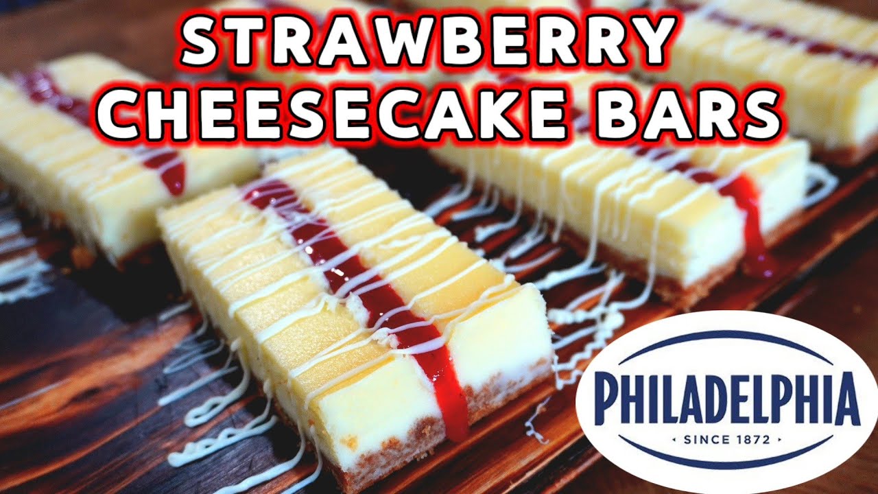 Philadelphia Strawberry Cheesecake Bars | At Home - YouTube