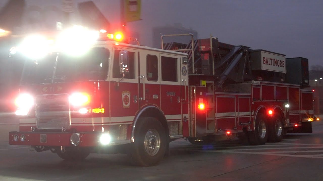 Baltimore City Fire Fire Department Tower 1 and Engine 6 Responding ...