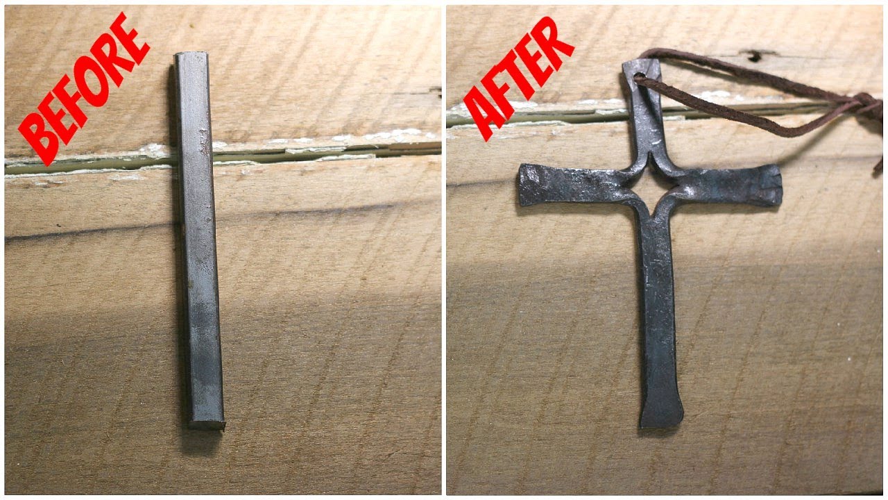 How to make a forged split cross//beginner blacksmithing - YouTube