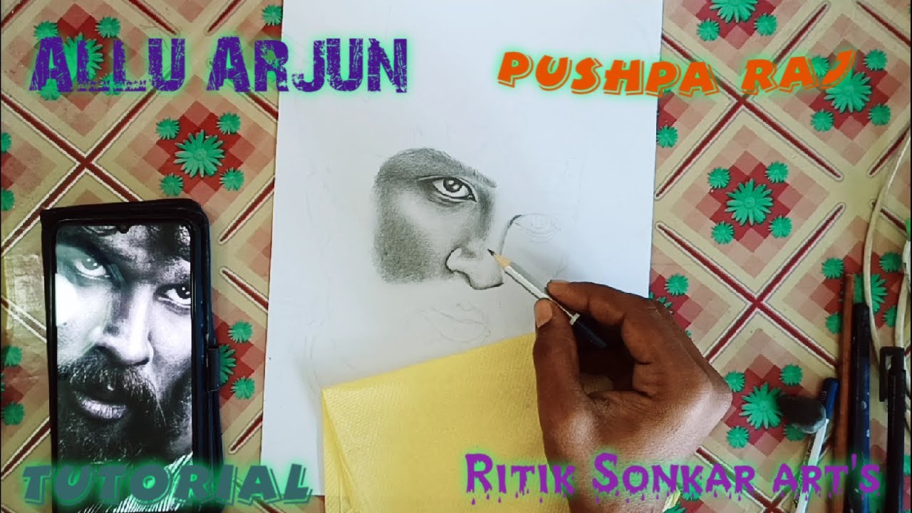 How to draw Pushpa portrait how to draw allu arjun drawing| - YouTube